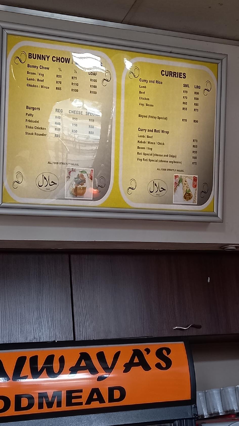 Menu at Akhalwaya'S Woodmead Indian Take-Away & Spices restaurant ...