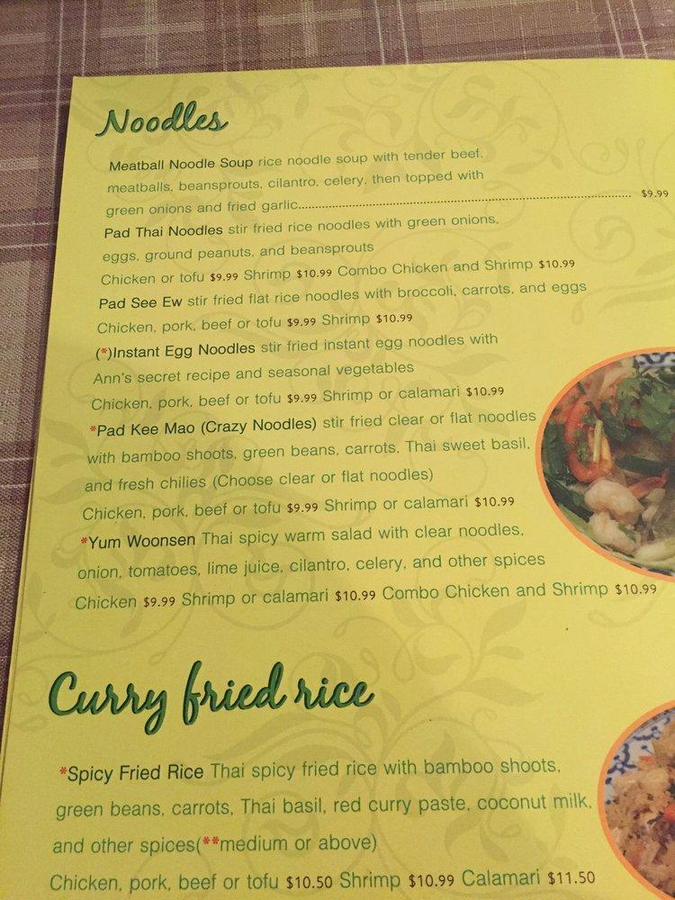 Menu at Ann's Thai Kitchen restaurant, Abilene, S 1st St