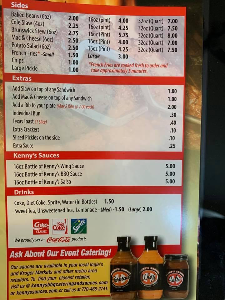 Menu at Kenny's BBQ Griffin, Griffin