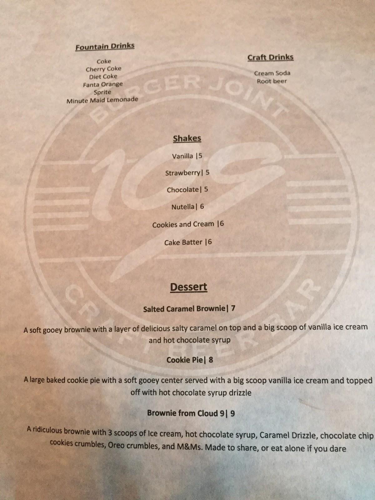 Menu at 109 Burger Joint fast food, Sweetwater, 646 SW 109th Ave