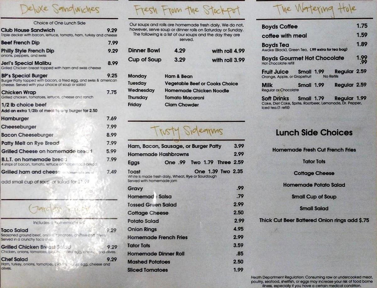 Menu at Jeri's Jumbo's Cafe, Pocatello