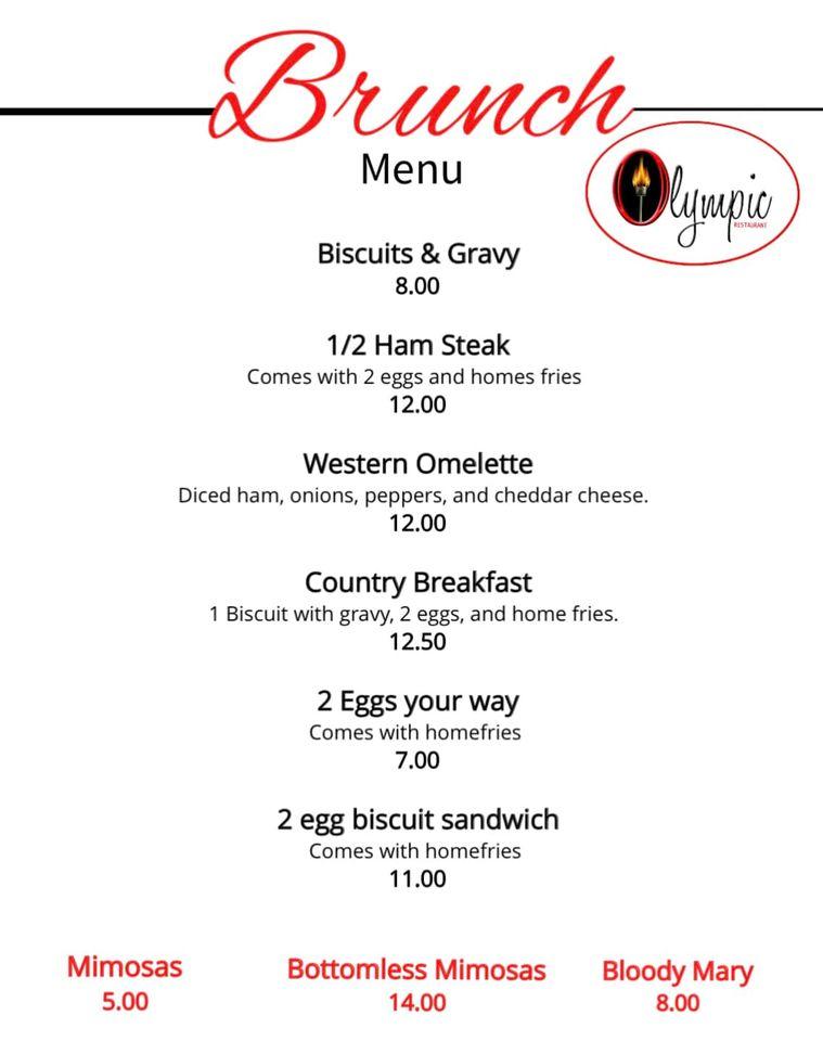 Menu at Olympic Restaurant, Avon Park