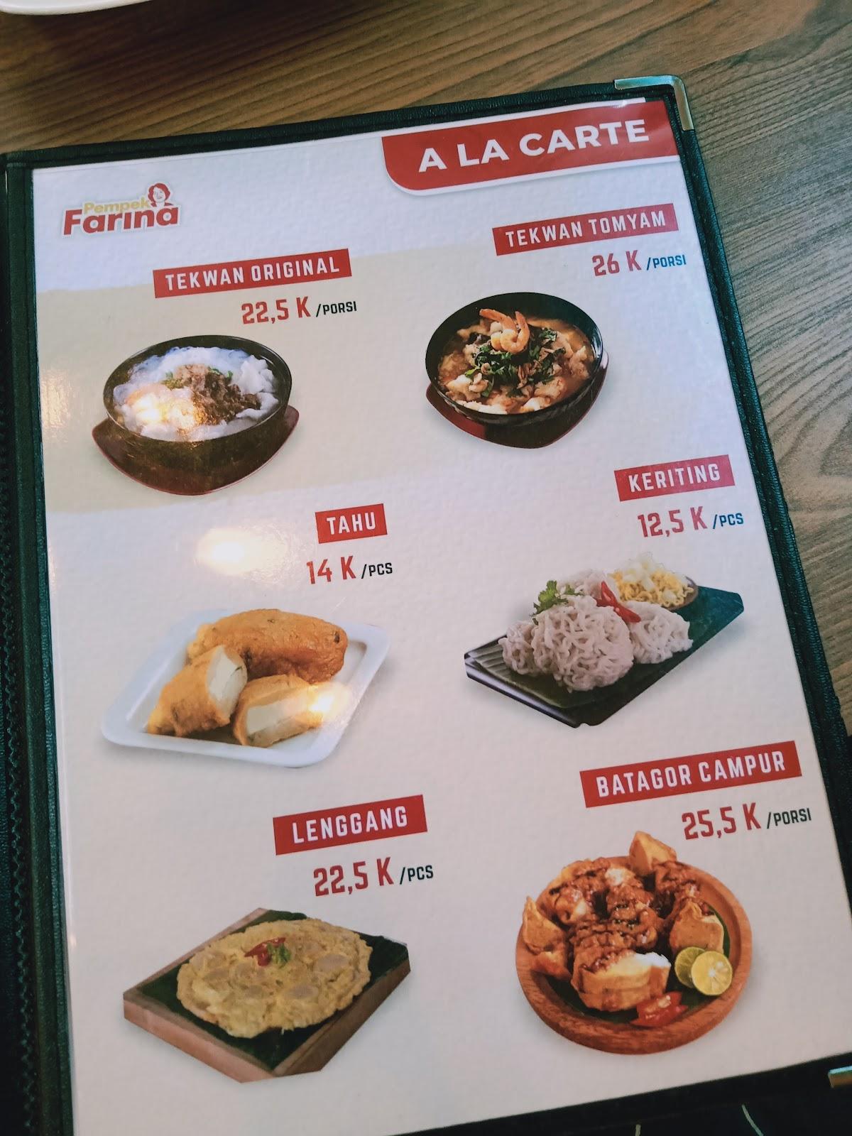 Menu at Pempek Farina Dewi Sri restaurant, Mengwi