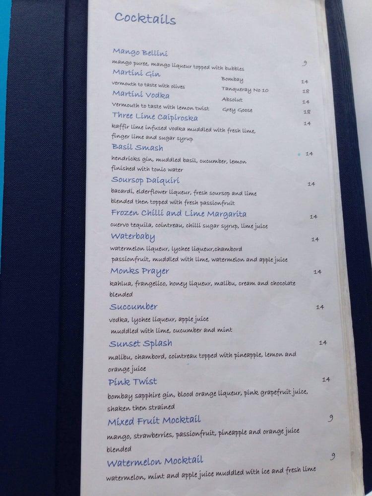 Menu at Tha Fish restaurant, Cairns, The Pier Shopping Centre