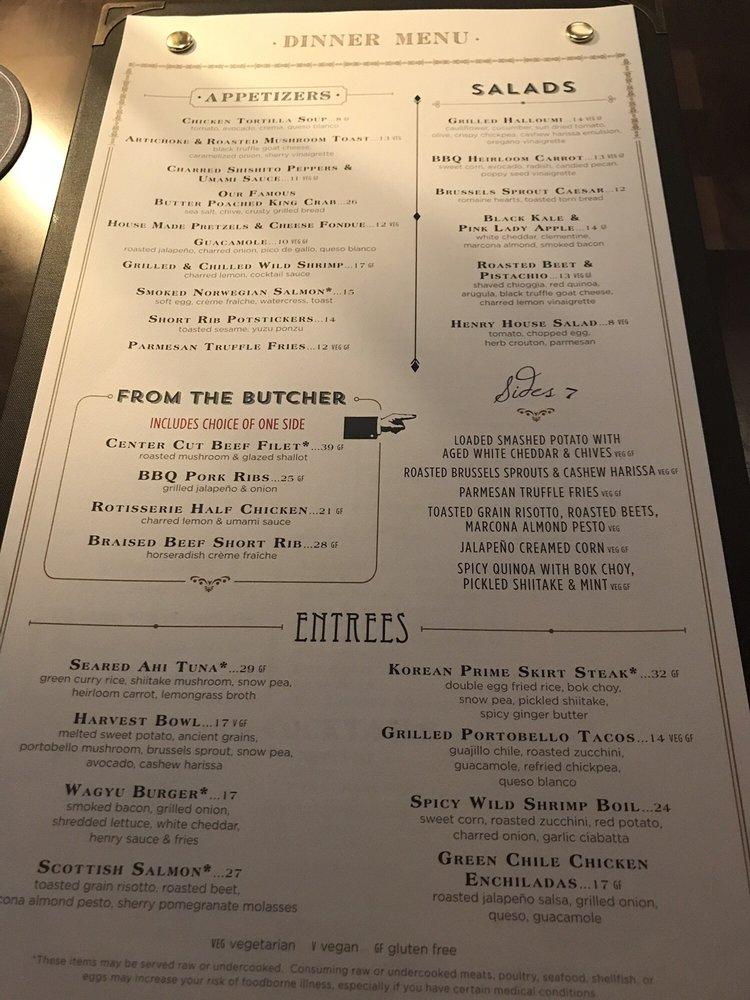 Menu at The Henry restaurant, Dallas, N Akard St Suite 250