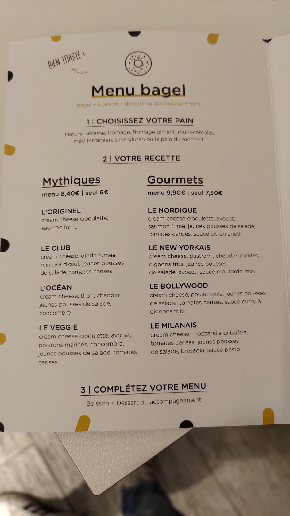 Menu at Bagel Corner - Bagel Donut Café, Nimes