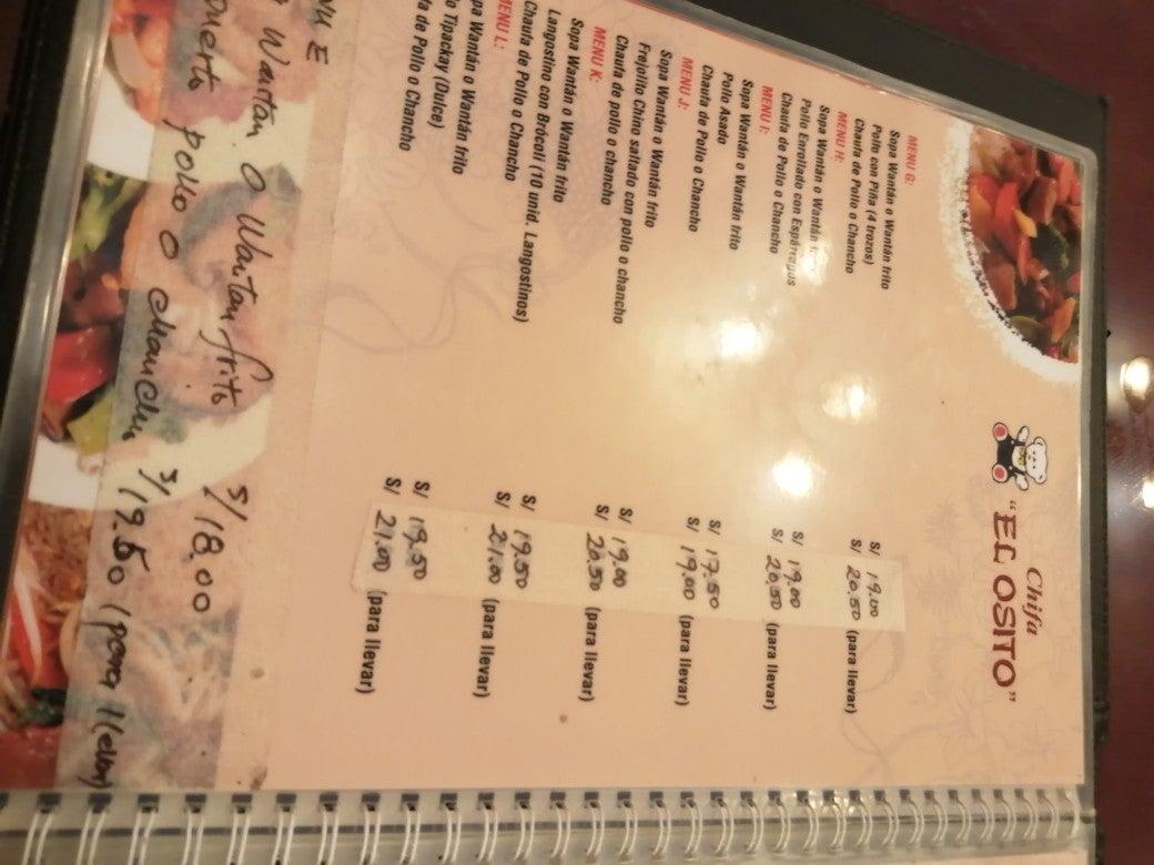 Menu at Chifa El Osito - Callao restaurant, Callao District