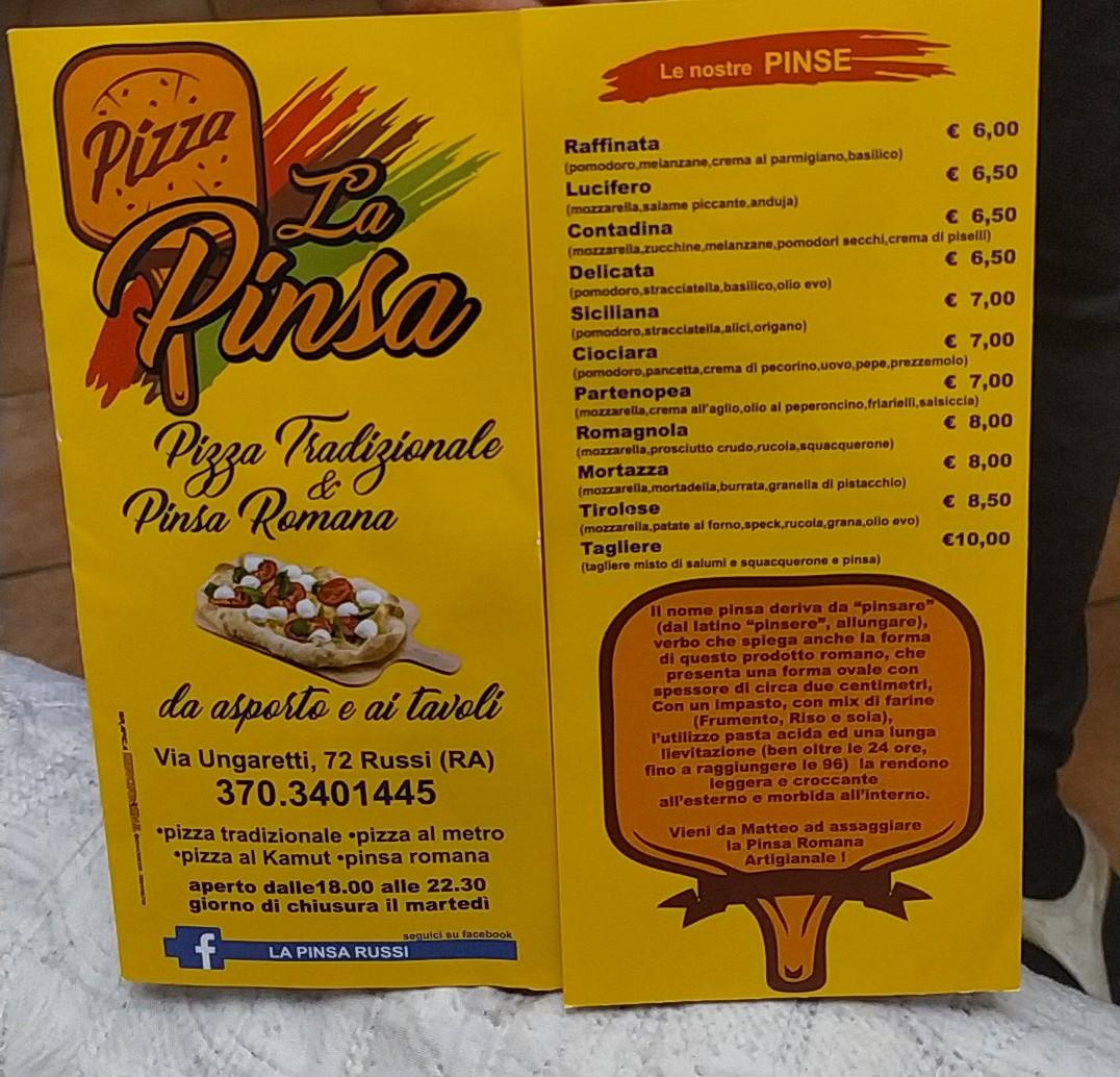 Menu da La Pinsa pizzeria, Russi