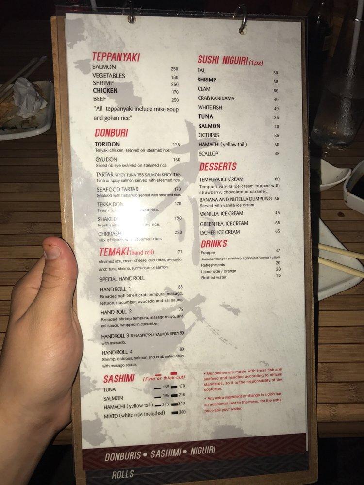 Menu at Sushi Go restaurant, Cancún, Blvd. Kukulcan KM 8