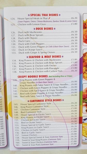 Menu at Golden Rainbow fast food, Stockton-on-Tees