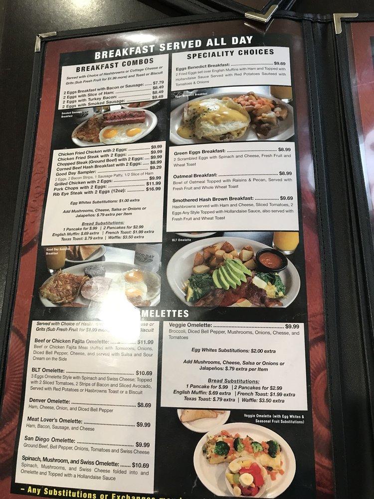 Menu at Good Day Cafe, Grand Prairie, S Carrier Pkwy #100