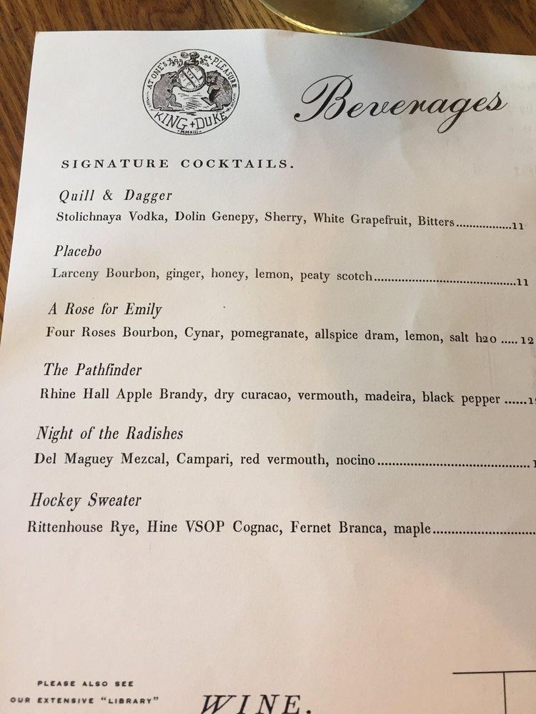 Menu at King + Duke restaurant, Atlanta, PEACHTREE RD NW at