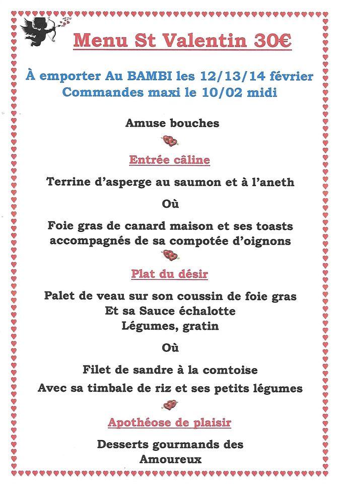 Menu au Hôtel Restaurant Le Bambi, Baume-les-Dames