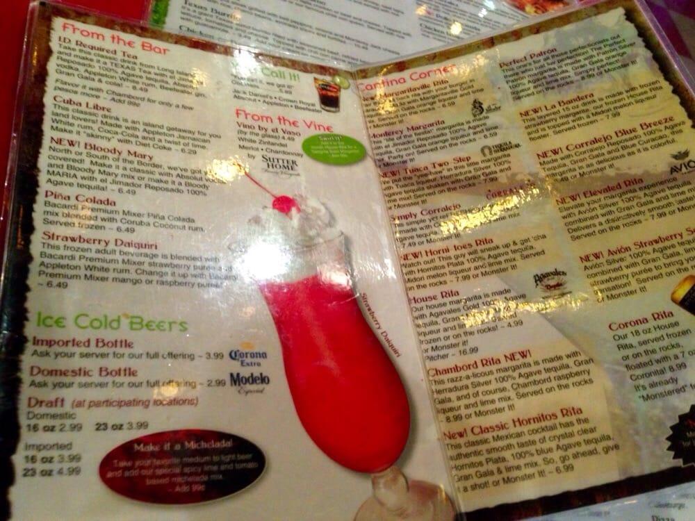 Menu at Monterey's Little Mexico restaurant, Temple