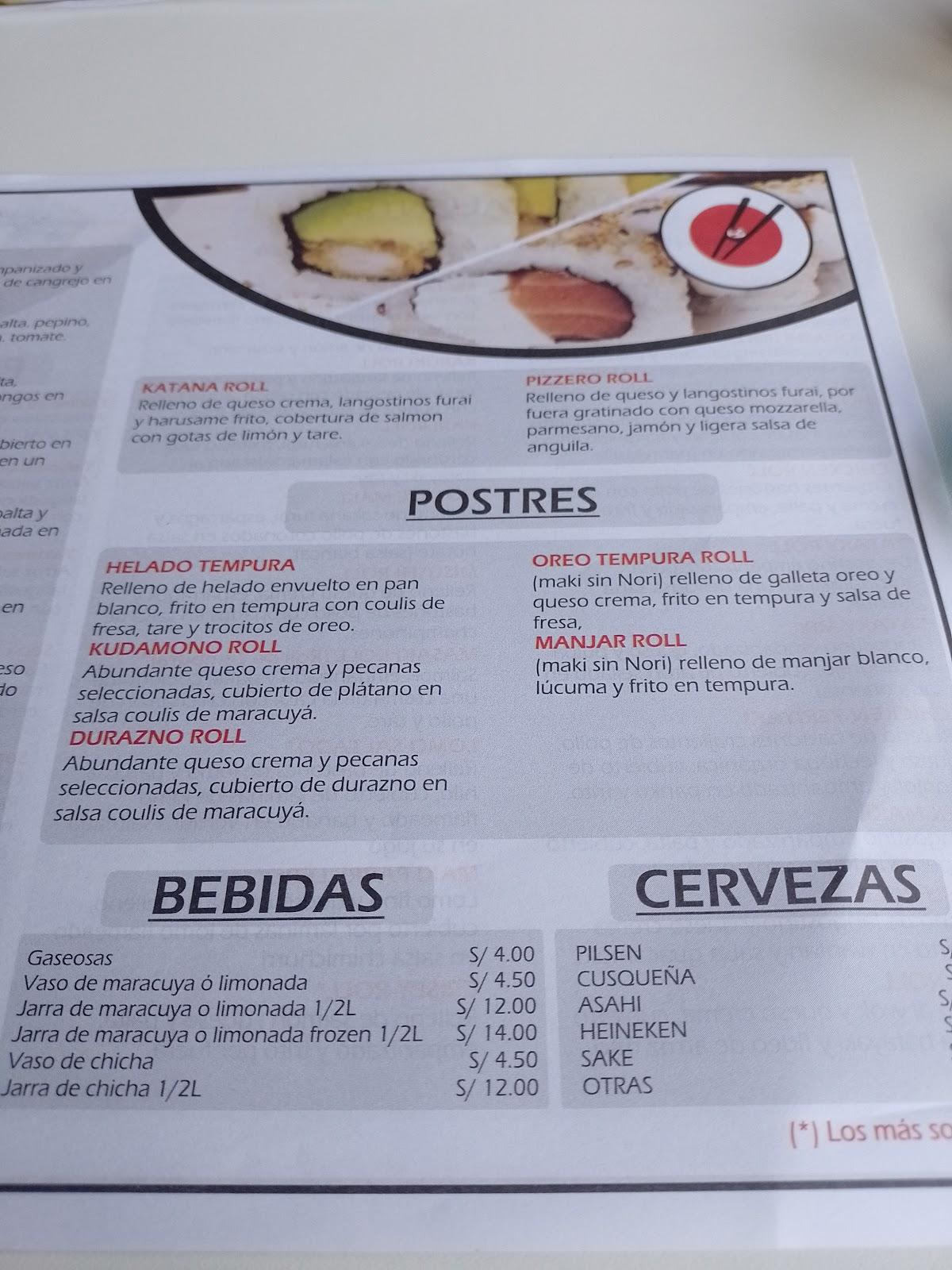 Carta del restaurante Ohashi maki, La Molina