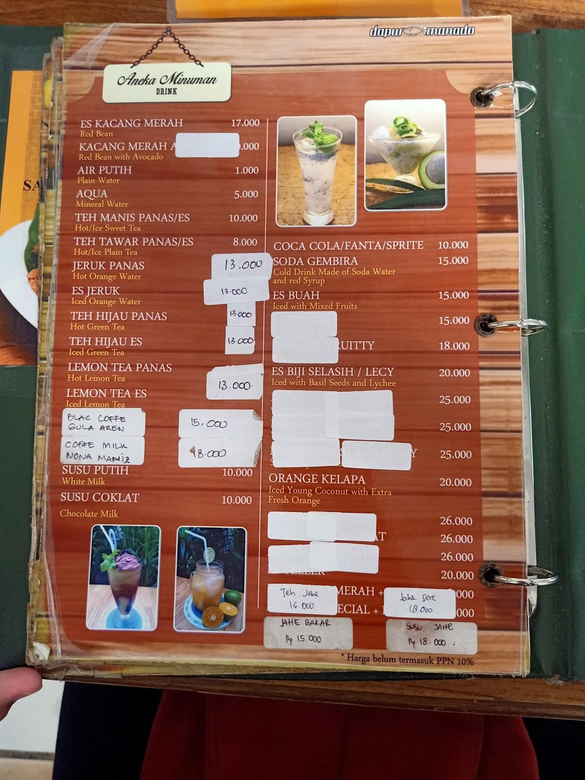 Menu at Dapur Manado Restaurant, Yogyakarta