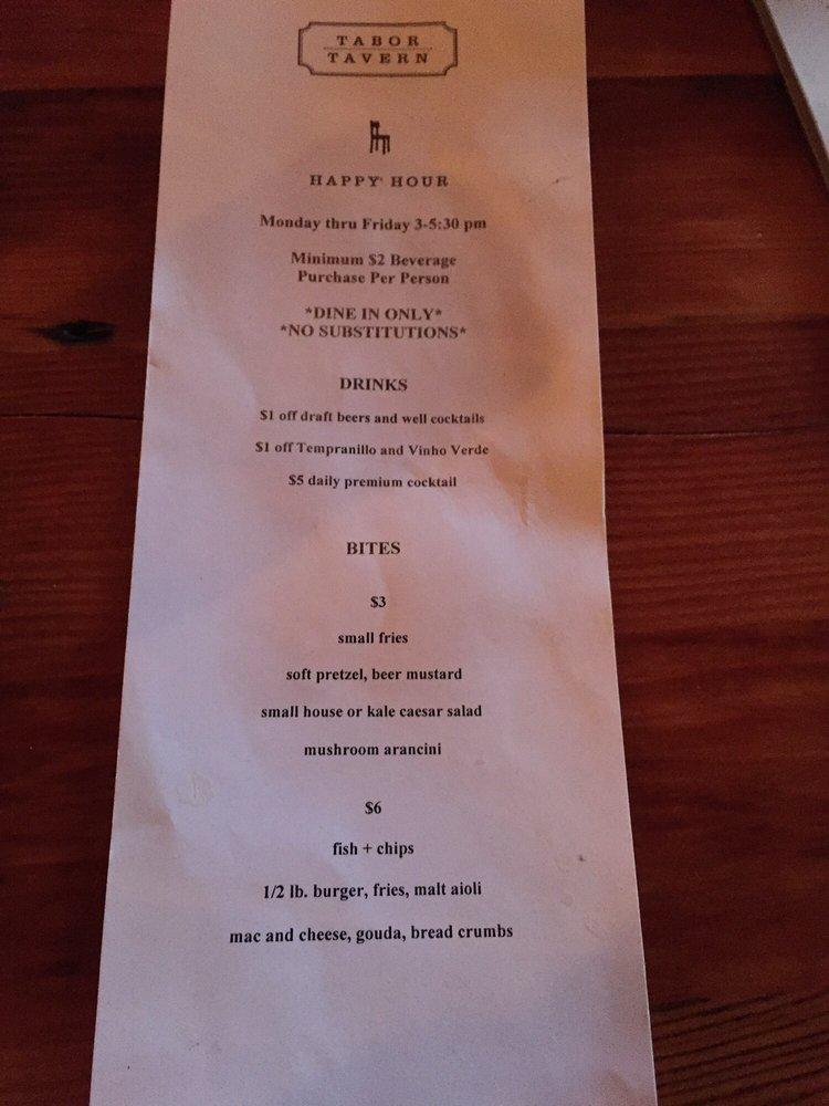 Menu at Tabor Tavern pub & bar, Portland, E Burnside St