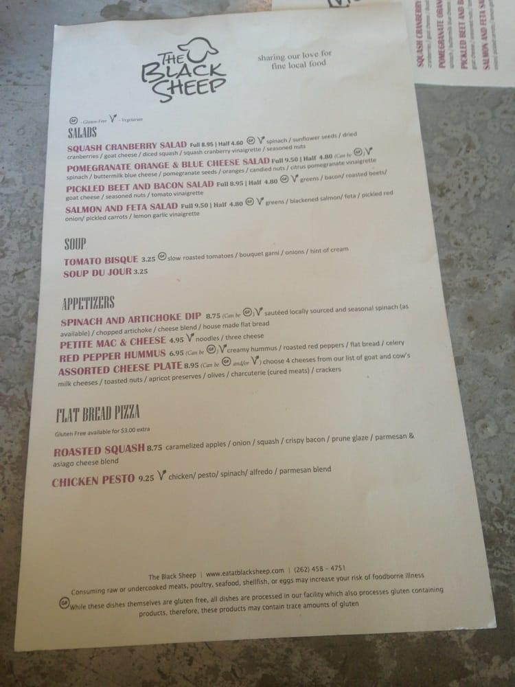 Menu at The Black Sheep pub & bar, Whitewater