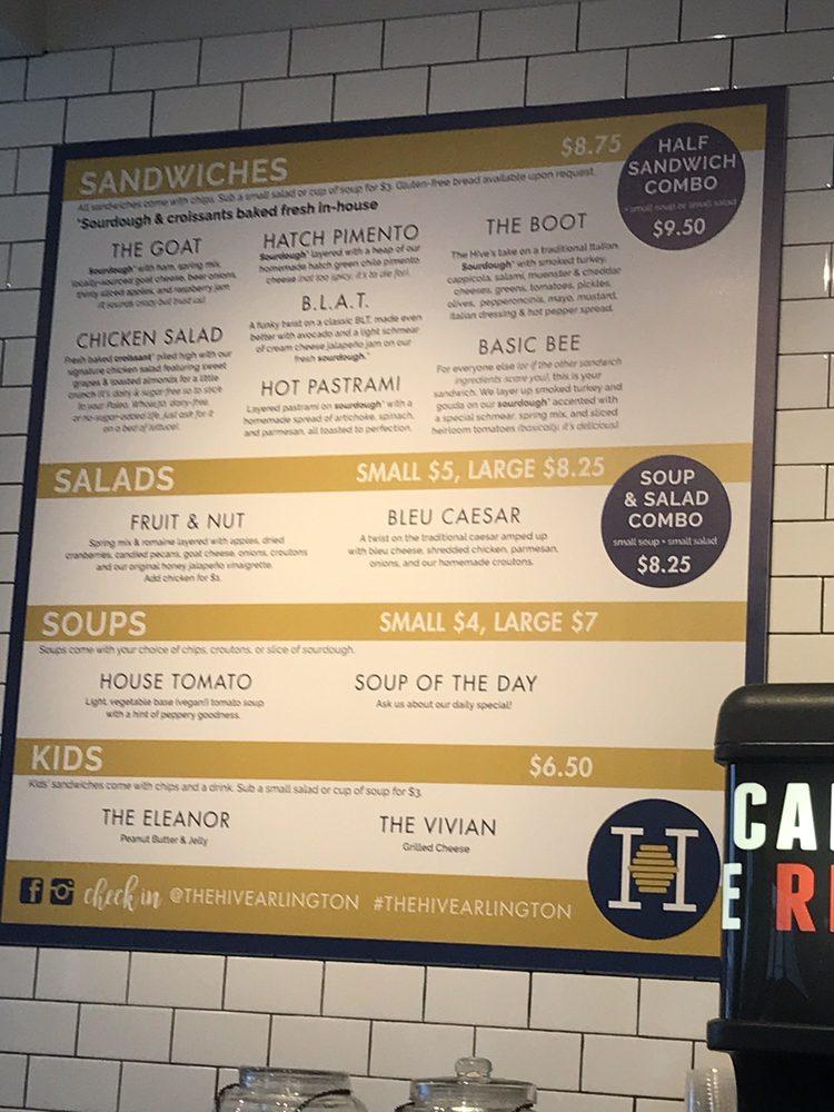 Menu at The Hive Arlington restaurant, Arlington