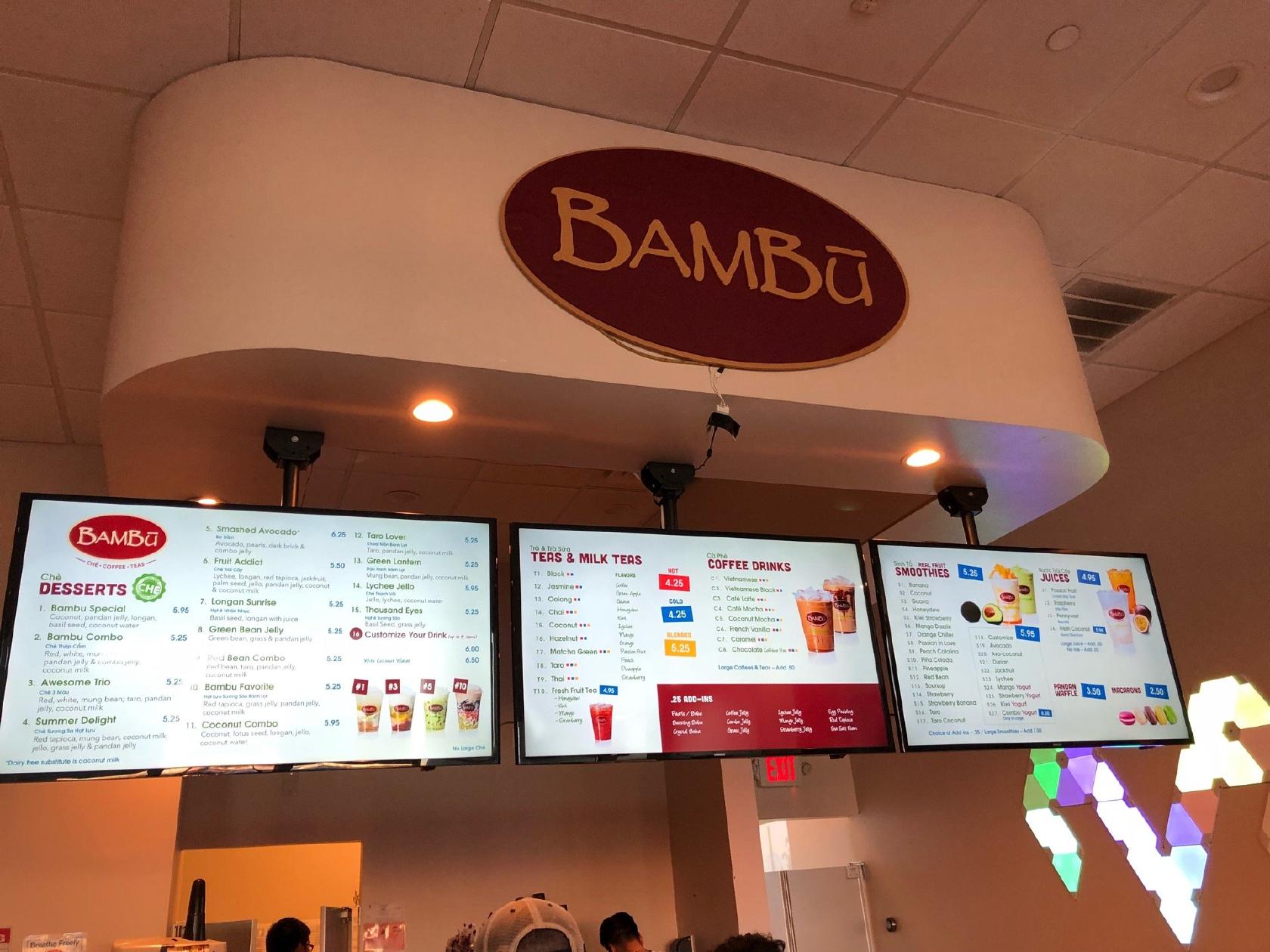 Menu at Bambū restaurant, Stony Brook