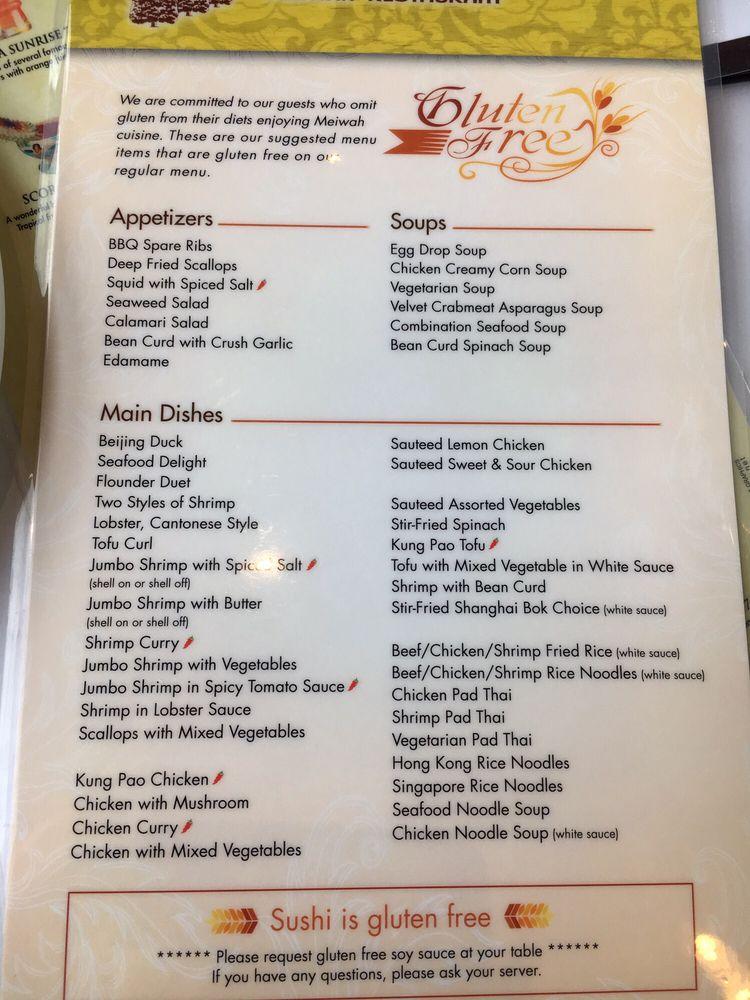 Menu at Meiwah Restaurant, Chevy Chase