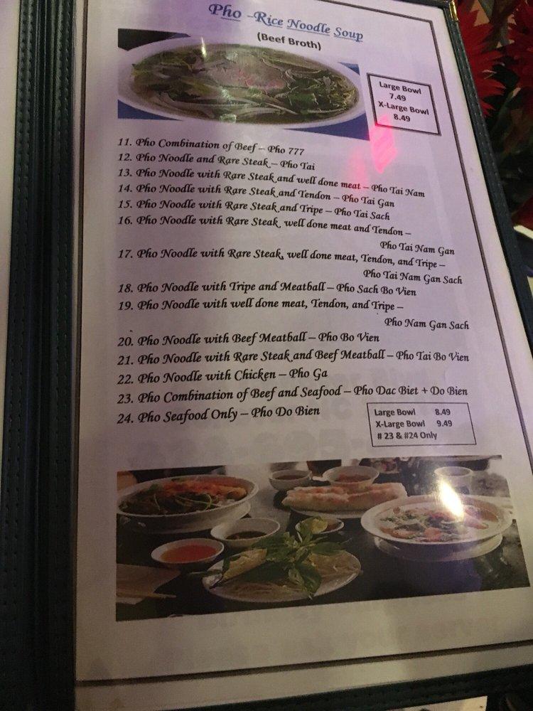 Menu at Pho 777 Vietnamese Cuisine restaurant, Conover