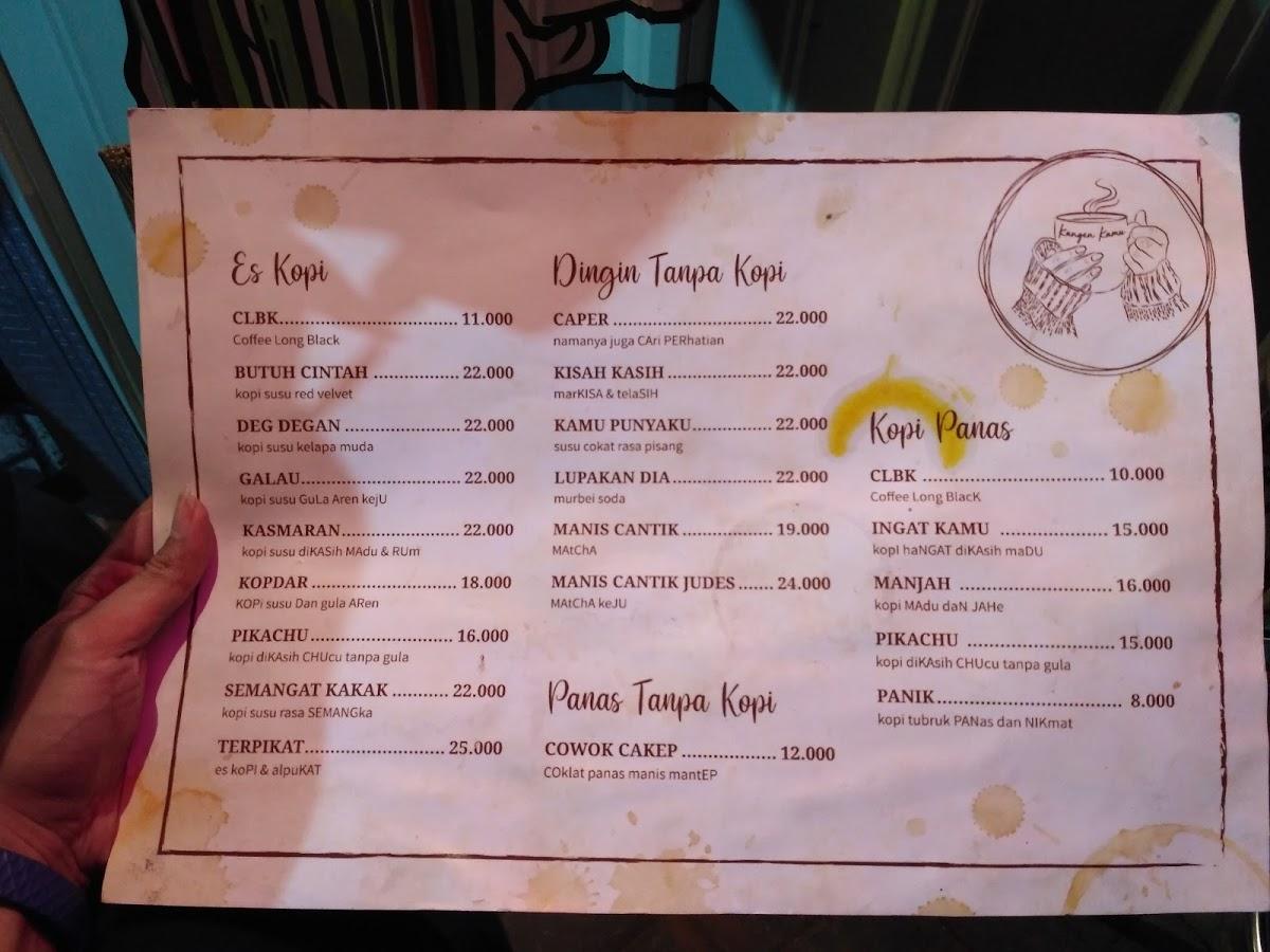 Menu at Kopi Kangen Kamu, Surabaya
