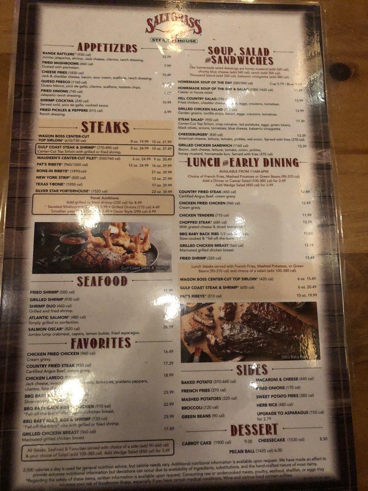 Menu at Saltgrass Steak House steakhouse, Webster, Gulf Fwy