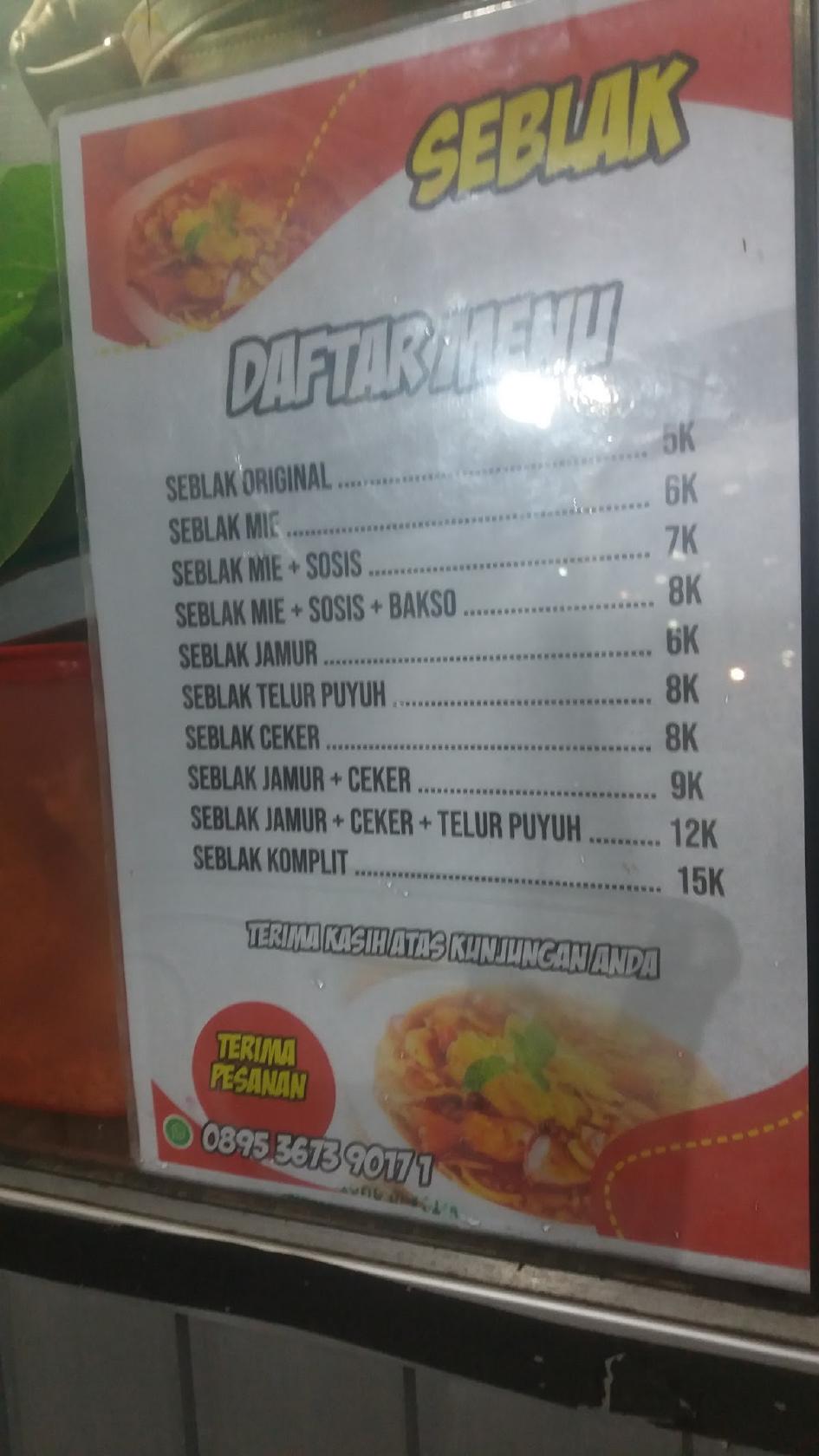 Menu at Seblak Oka Oke restaurant, Karangayu