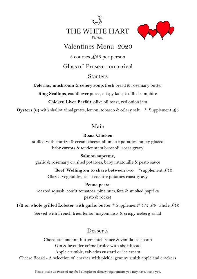 Menu at The White Hart Flitton pub & bar, Westoning