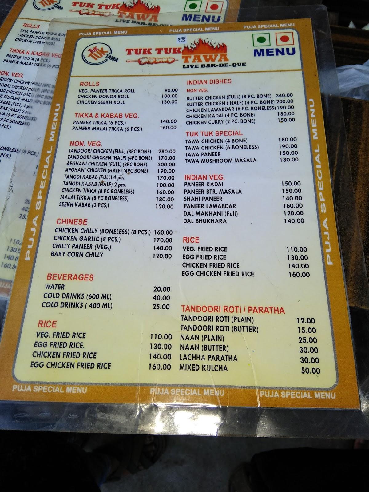 Menu at Tuk Tuk Tawa, Asansol, Opp. SBI