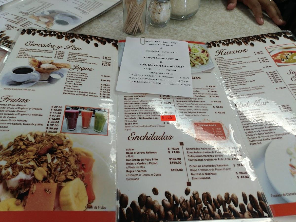 Carta de Café Manolo, Poza Rica, Calle 10 Ote 60
