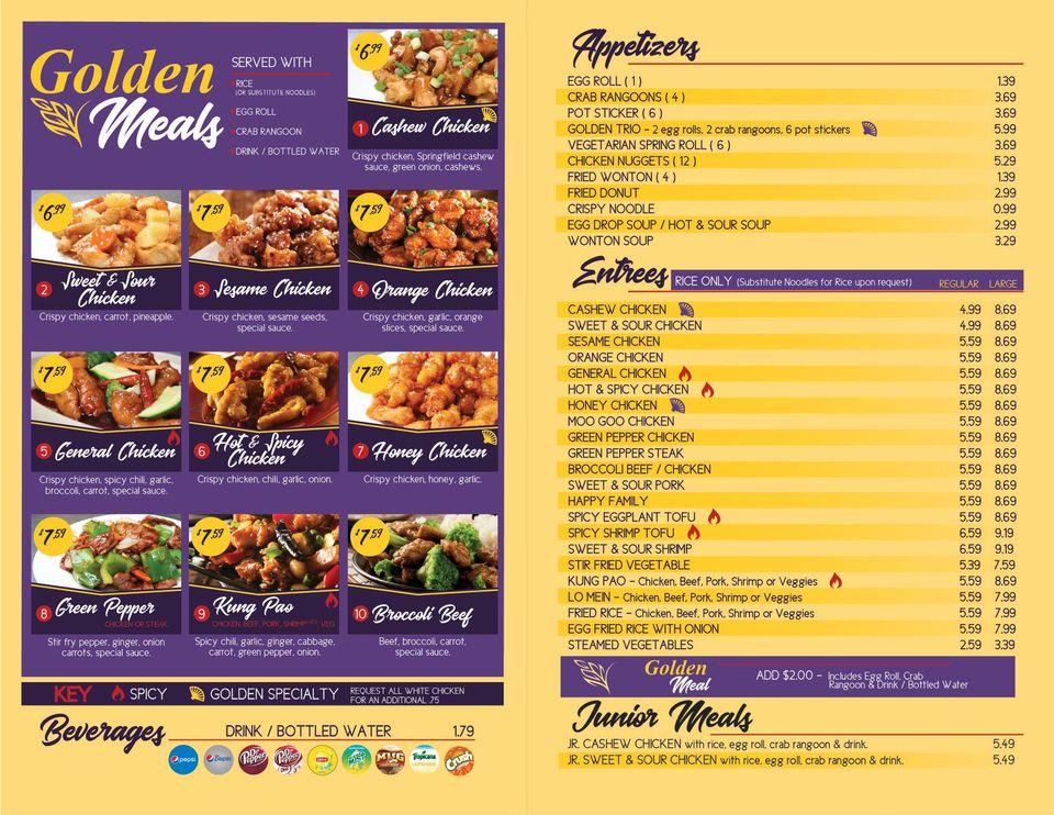 Menu at Golden Cuisine restaurant, Springfield