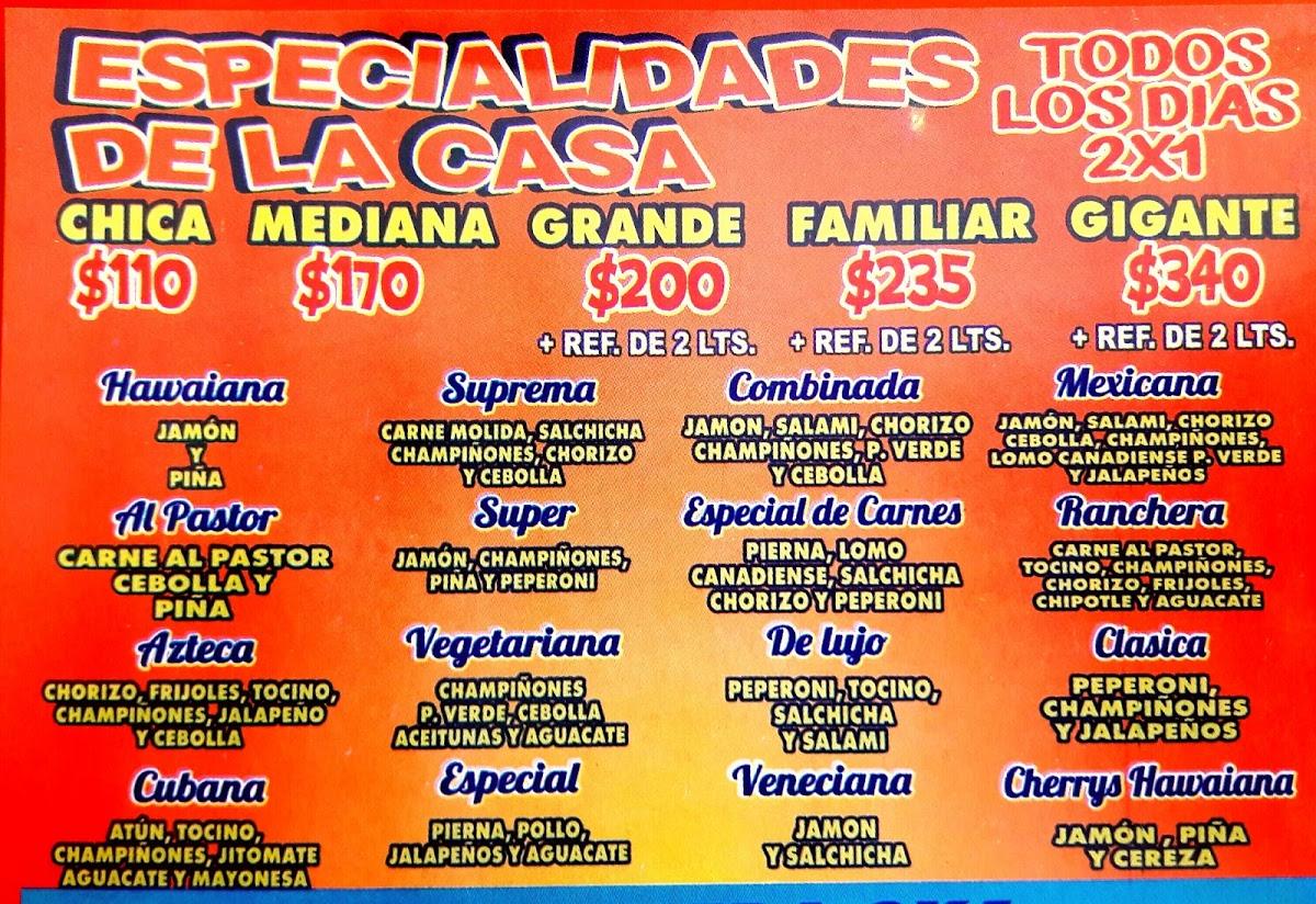 Carta del restaurante Cherry's Pizza, Valle del Chalco Solidaridad