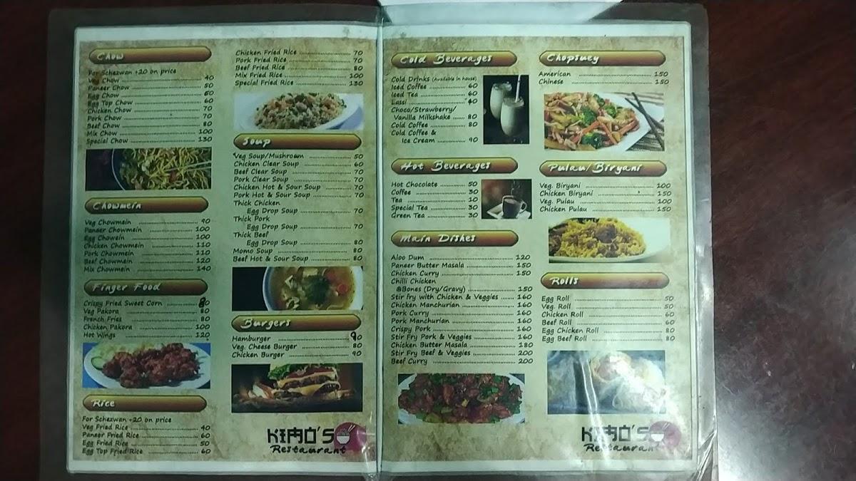 Menu at Kimo's Restaurant, Aizawl