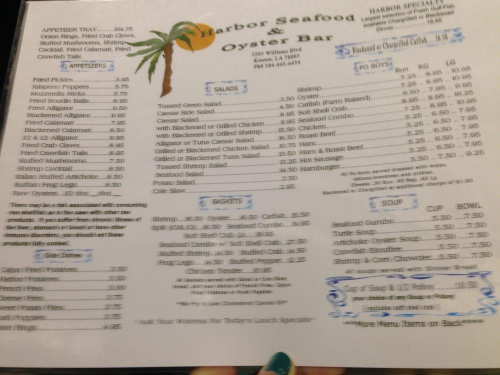 Menu at Harbor Seafood & Oyster Bar, Kenner