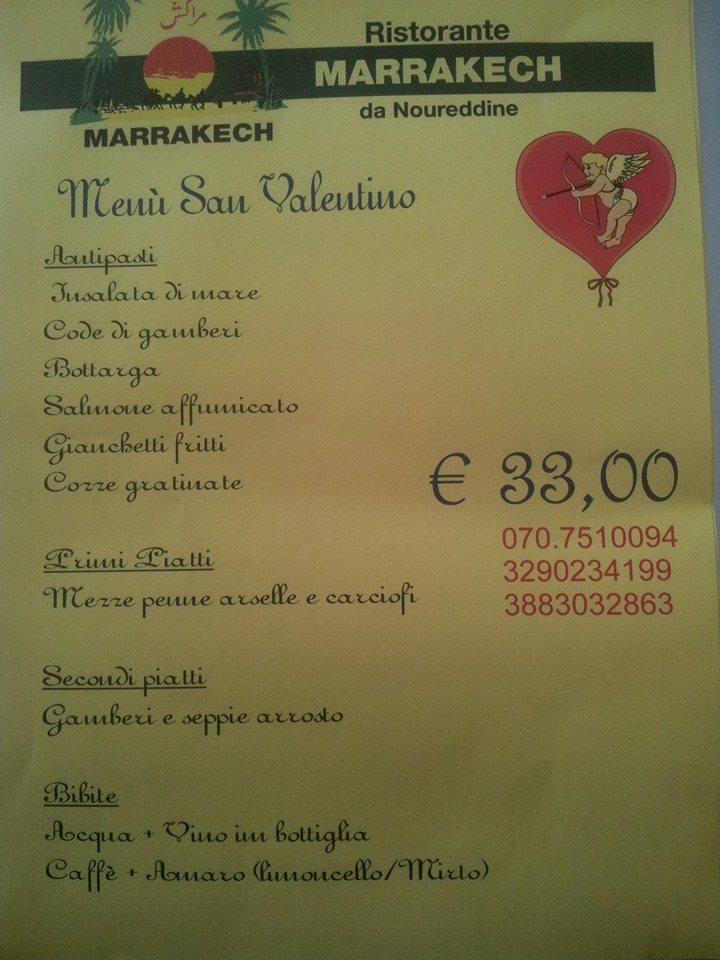 Menu at Ristorante Marrakech, Selargius