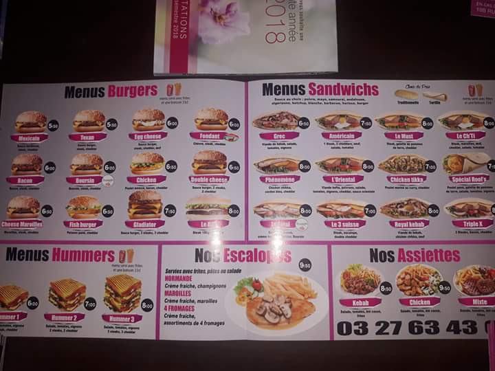 Menu au Chikito restaurant, Fourmies
