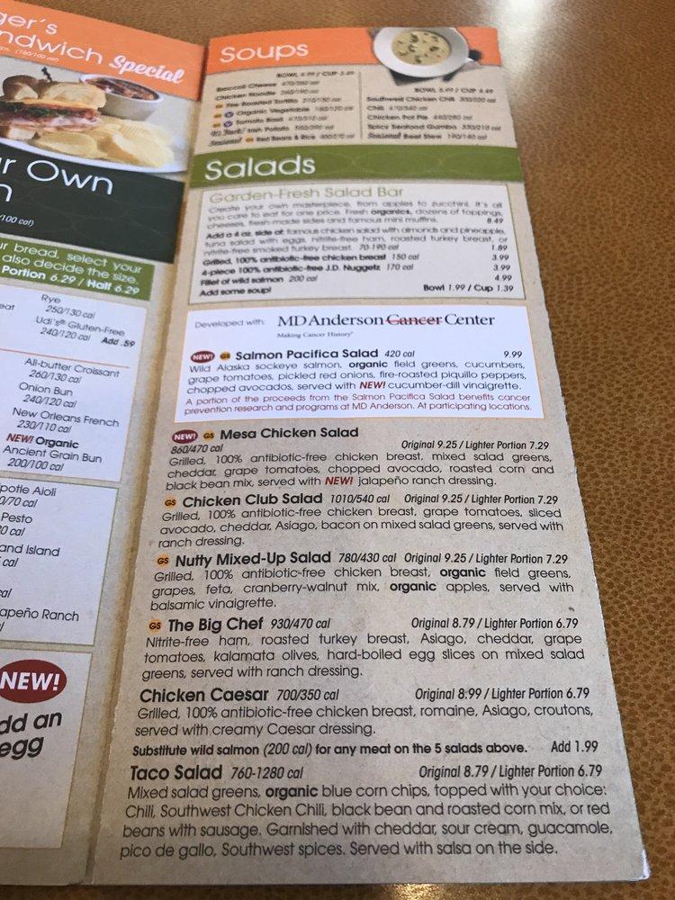 Menu at Jason's Deli restaurant, Memphis, Poplar Ave