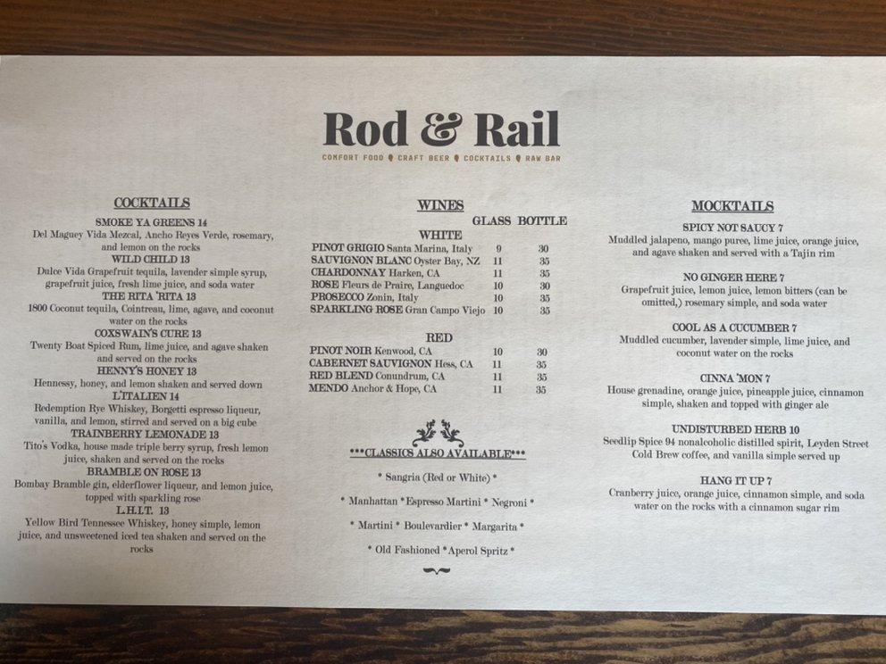 Menu at Rod & Rail pub & bar, Bourne
