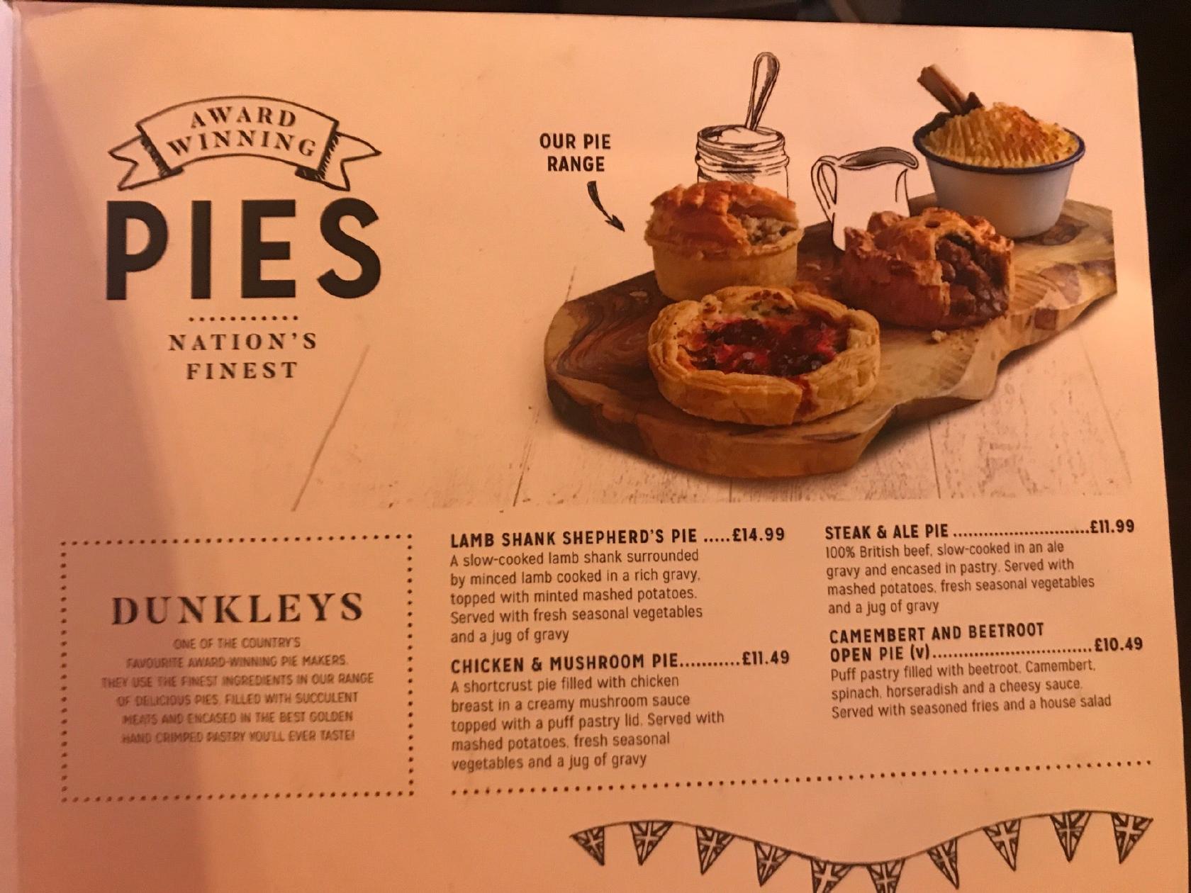 Menu at Shakespeares Head pub & bar, London, 29 Great Marlborough St