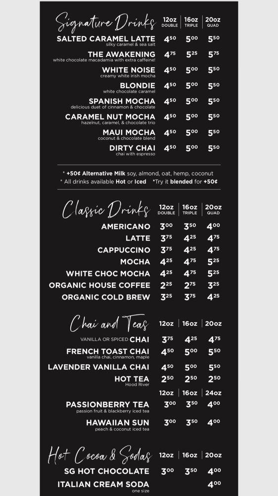 Carta de Stomping Grounds Coffee House: Drive Thru, Gresham