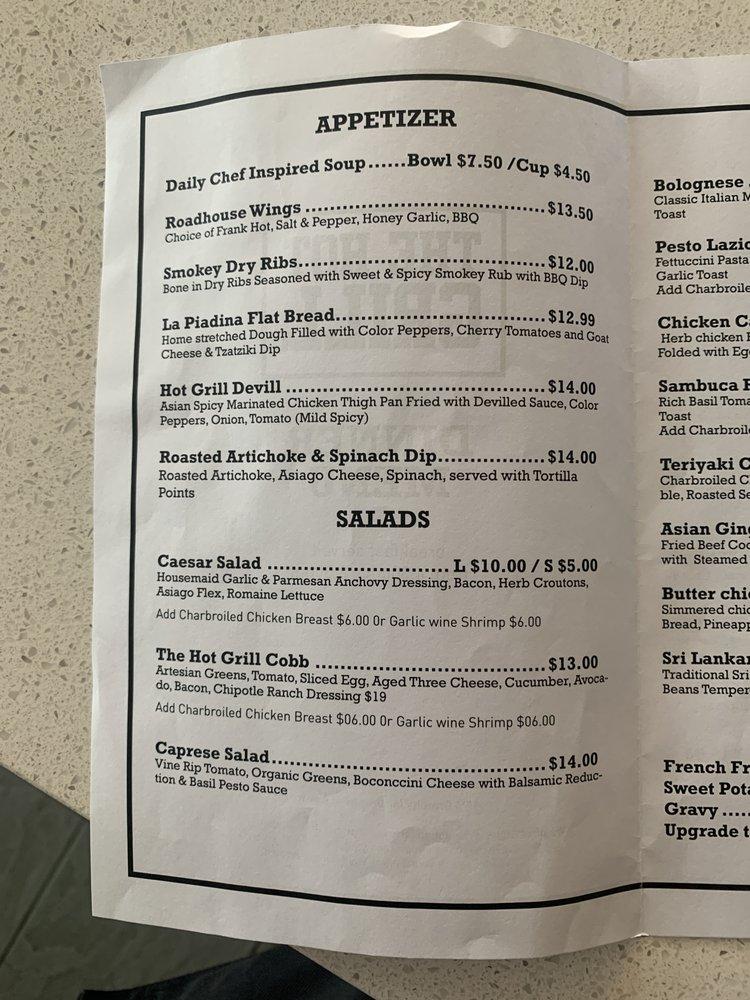 Menu at The Hot Grill restaurant, St. Albert