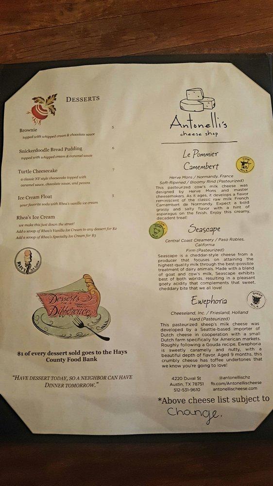 Menu at The Root Cellar Cafe, San Marcos