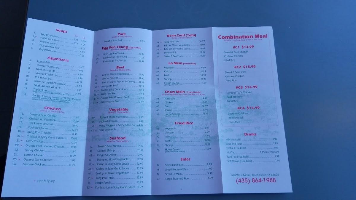Menu at Top's City Cafe, Delta