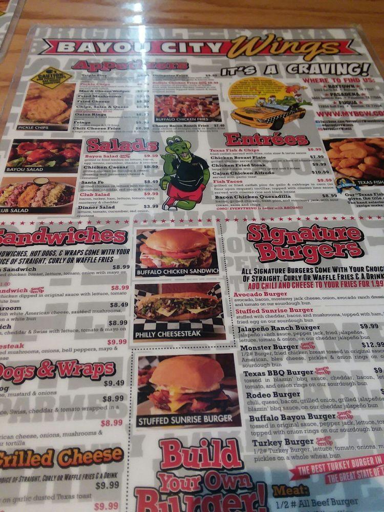 Menu at Bayou City Wings pub & bar, Baytown, Garth Rd