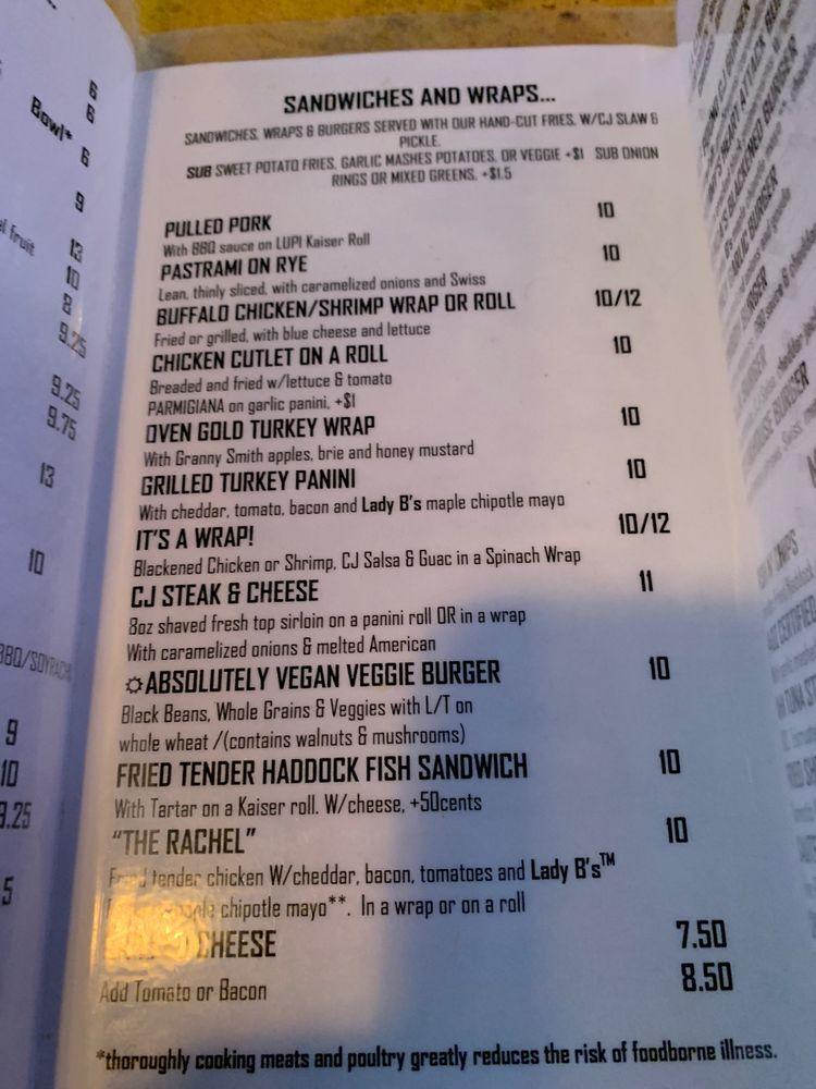 Menu at C.J. Sparrow pub & bar, Cheshire