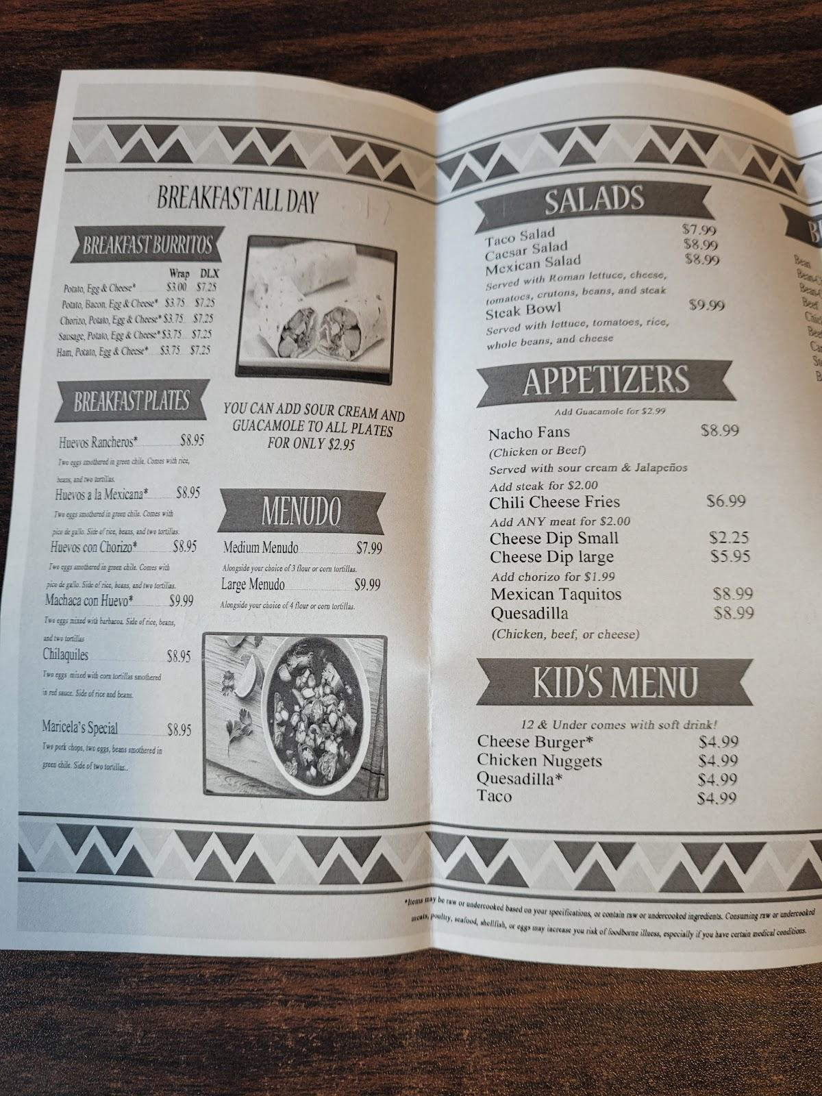 Menu at La casita authentic Mexican Restaurant, Berthoud