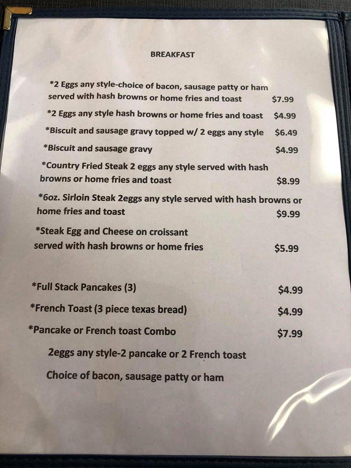 Menu at M&M Diner restaurant, London