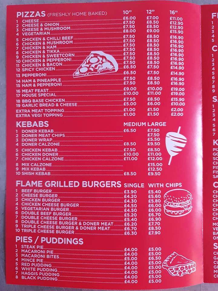 Menu at Mr fish fast food, Dingwall, 2 Evington Road